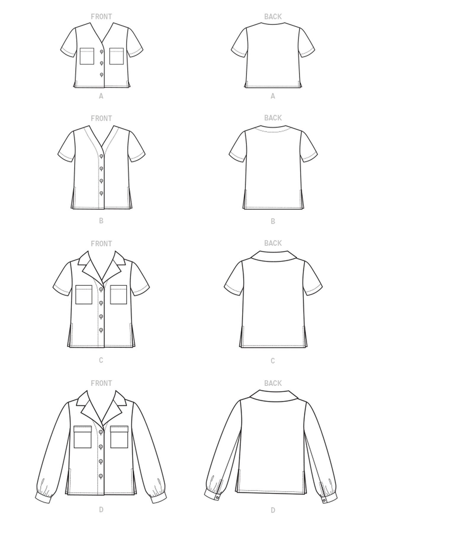 Sewing Pattern for Womens Tops, Short or Long Sleeve Tops, Button Front ...