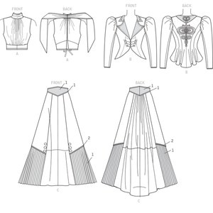Sewing Pattern for Womens Costume Jacket and Skirt, 1800s Walking Dress ...