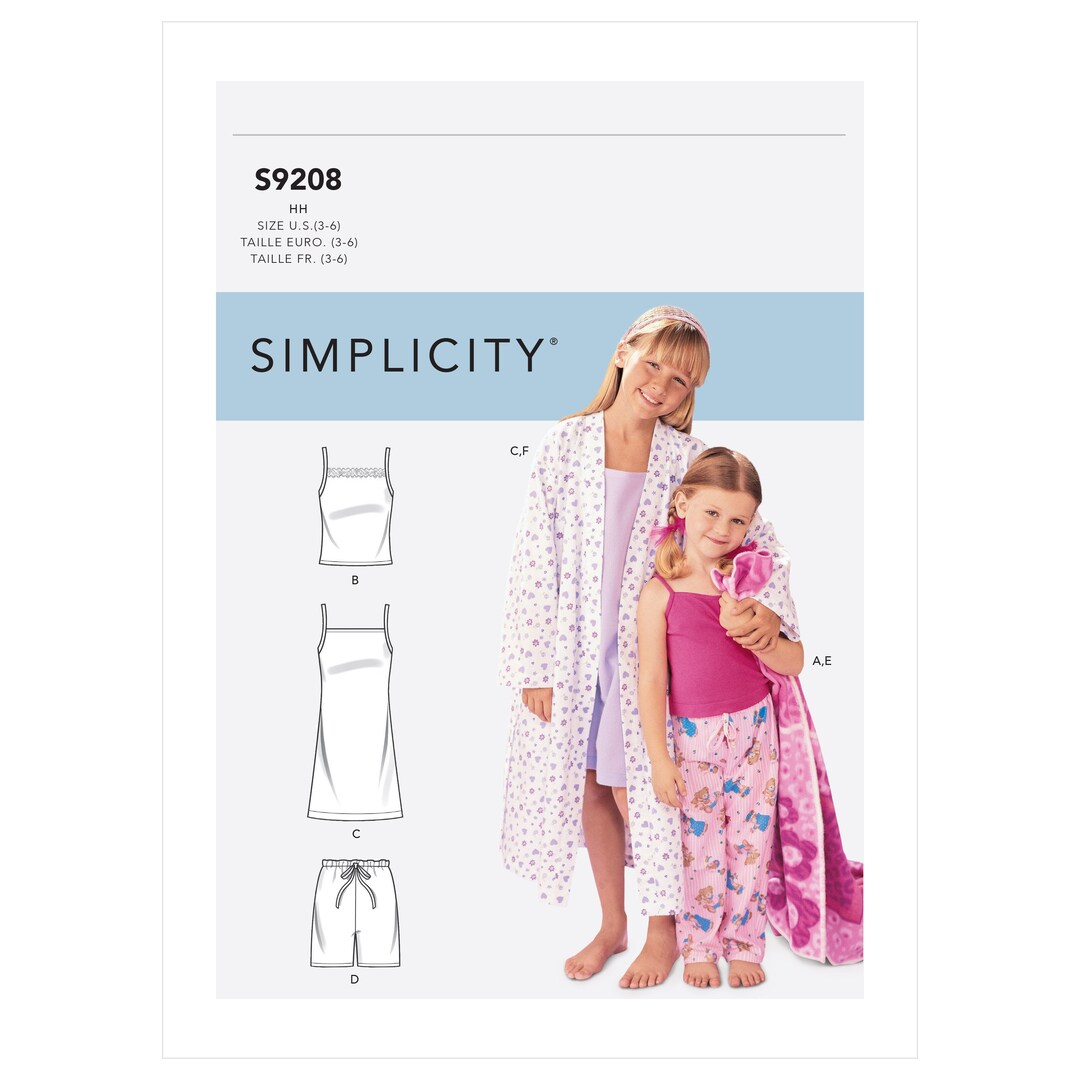 Easy Sewing Pattern for Girls Pajamas, Girls Robe, Pajama Tops, Pajama ...
