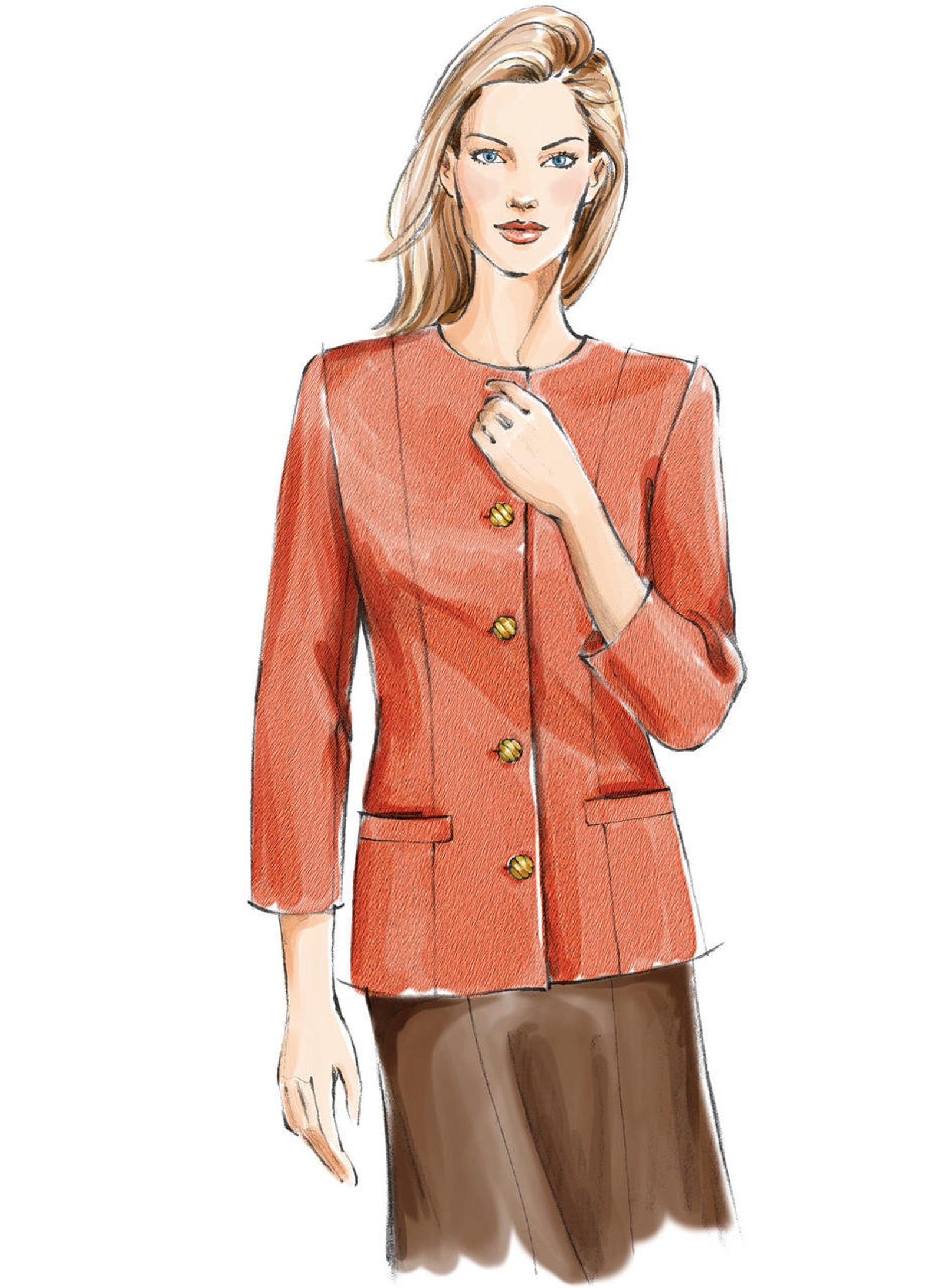 Easy Vogue Sewing Pattern for Womens Jackets, Button Front Jacket ...