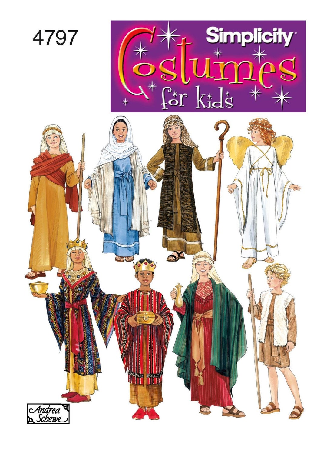 Sewing Pattern for Girls and Boys Costumes, Biblical Costume, Nativity Costume, Angel Costume ...