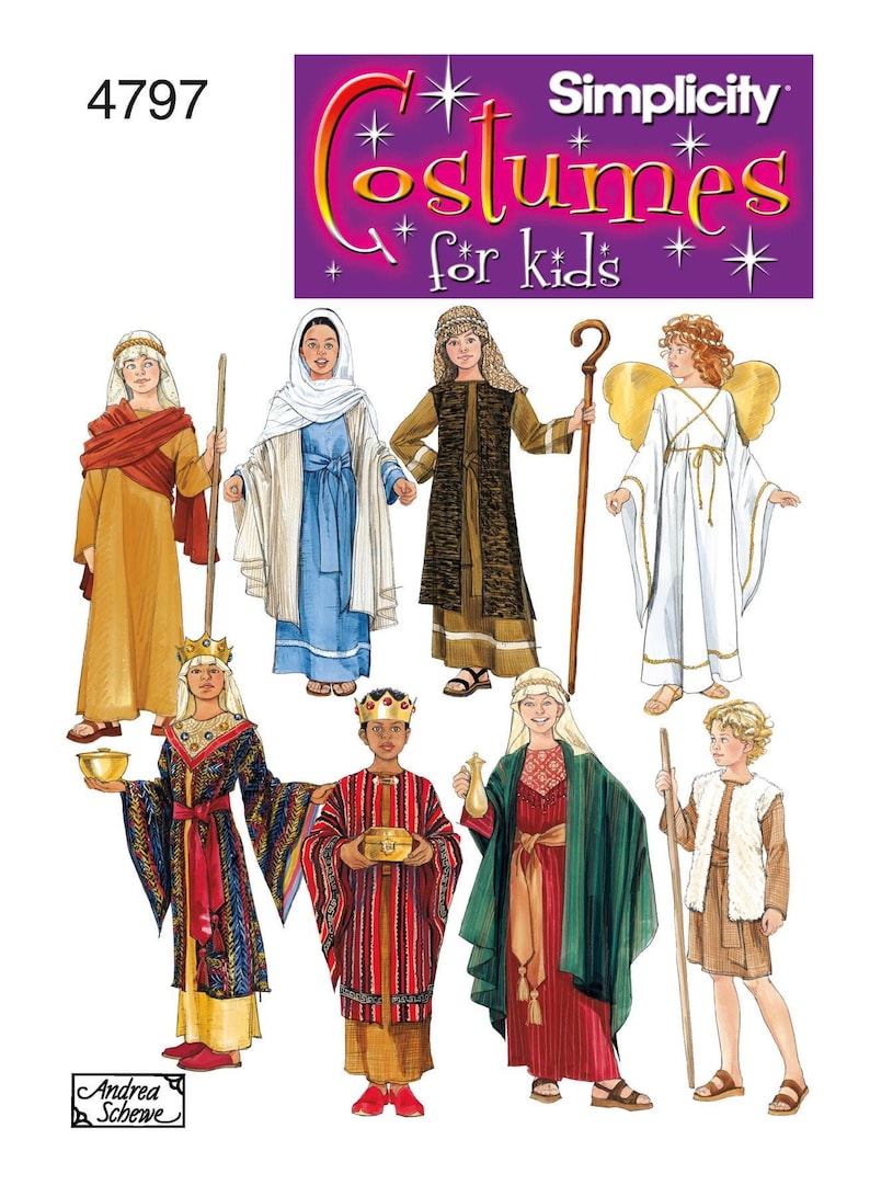 Sewing Pattern for Girls and Boys Costumes, Biblical Costume, Nativity ...