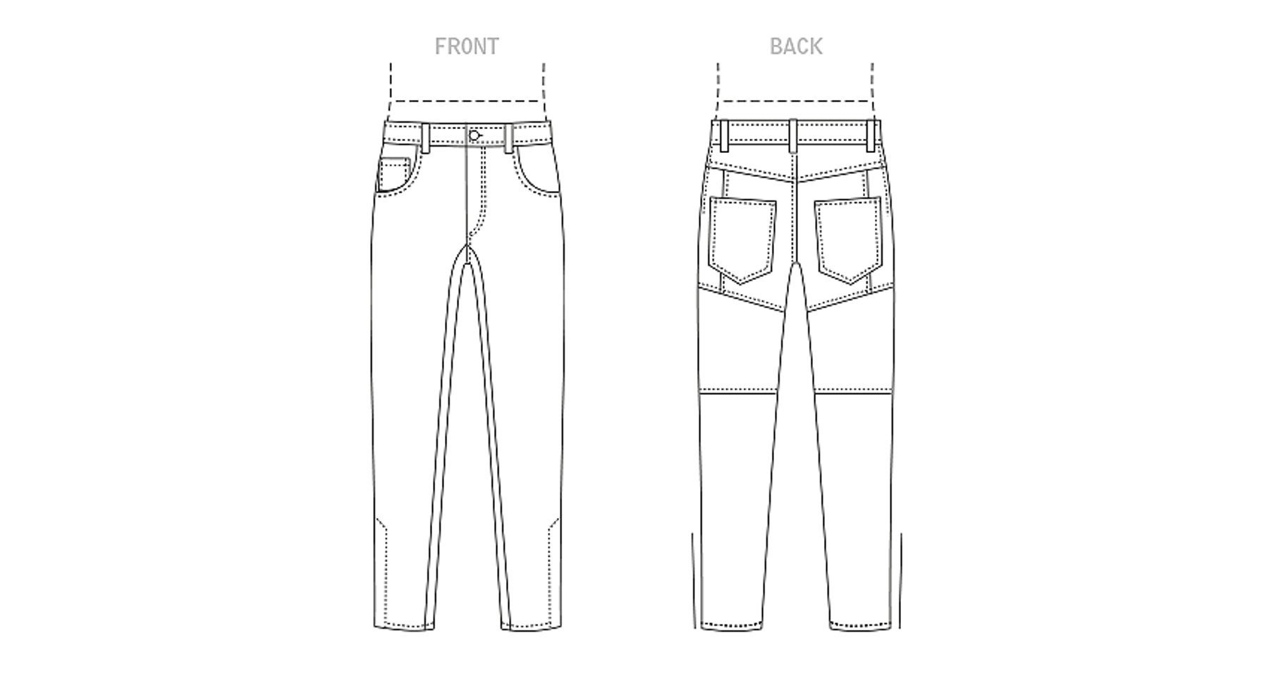 Vogue Sewing Pattern for Men's Pants, Mens Denim Jeans, Tapered Leg ...