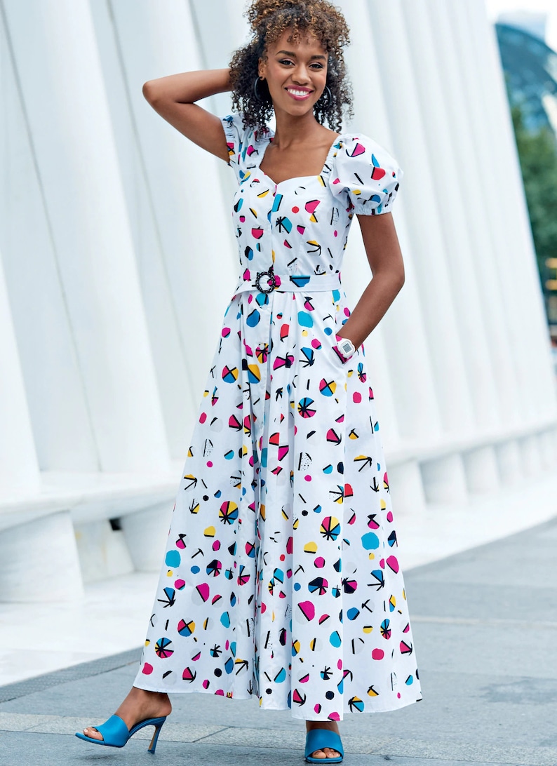 Sewing Pattern for Women's Dress Button Front Dress Puff - Etsy