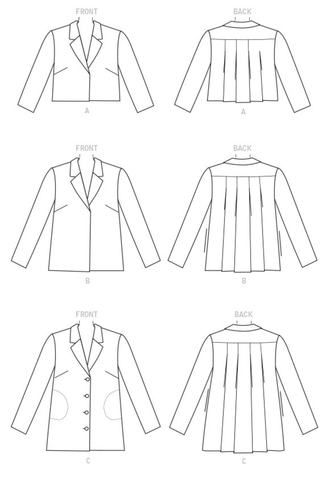 Sewing Pattern for Women's Jacket Button Front Jacket - Etsy