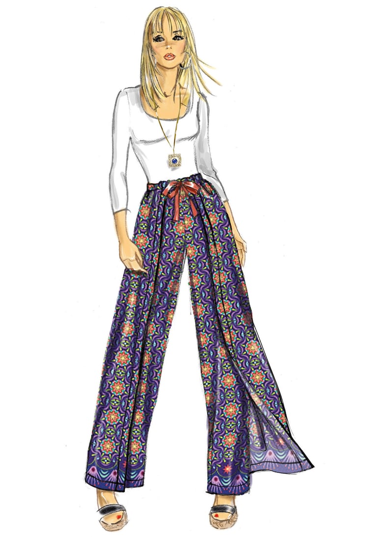 Easy Sewing Pattern for Womens Pants, Wide Leg Pants, High Waisted ...