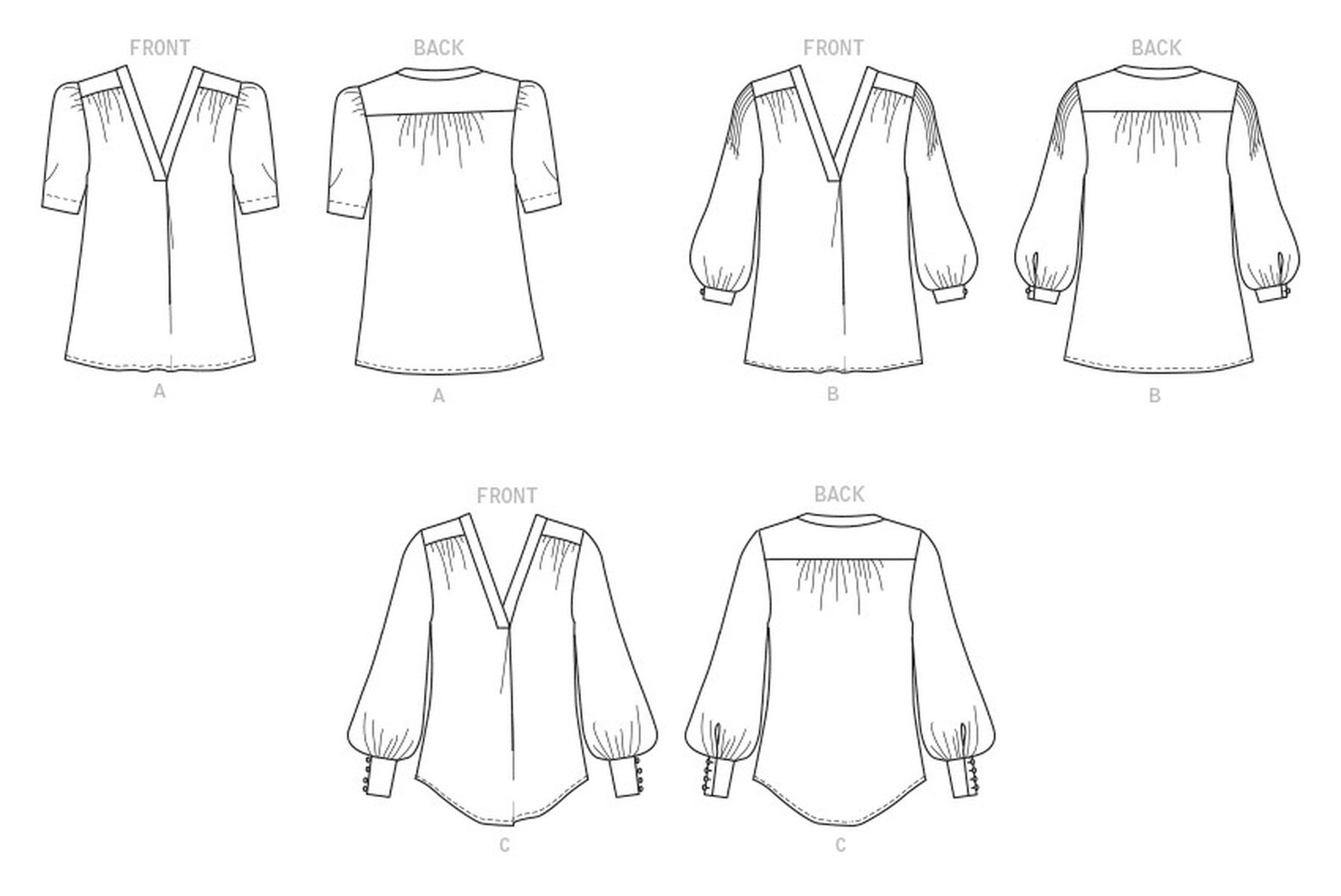 Easy Sewing Pattern for Women's Tops, V Neck Tops, Long Sleeve Blouse ...