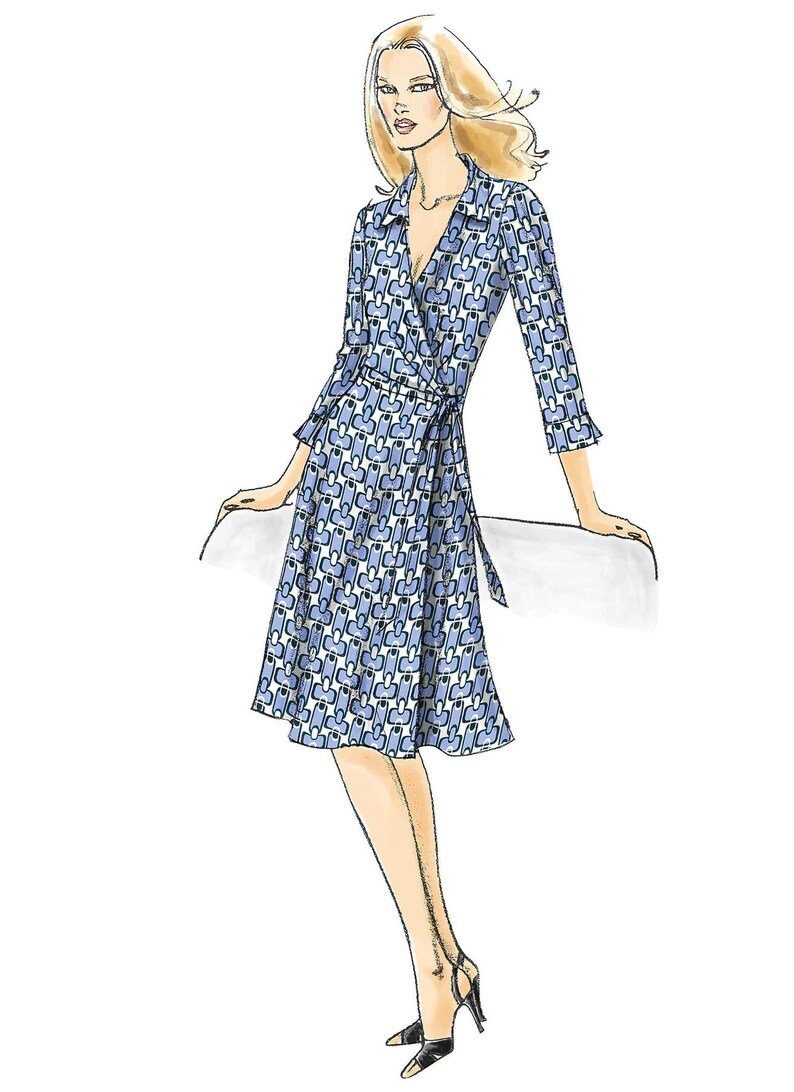 Easy Vogue Sewing Pattern for Womens Knit Dress Wrap Dress | Etsy
