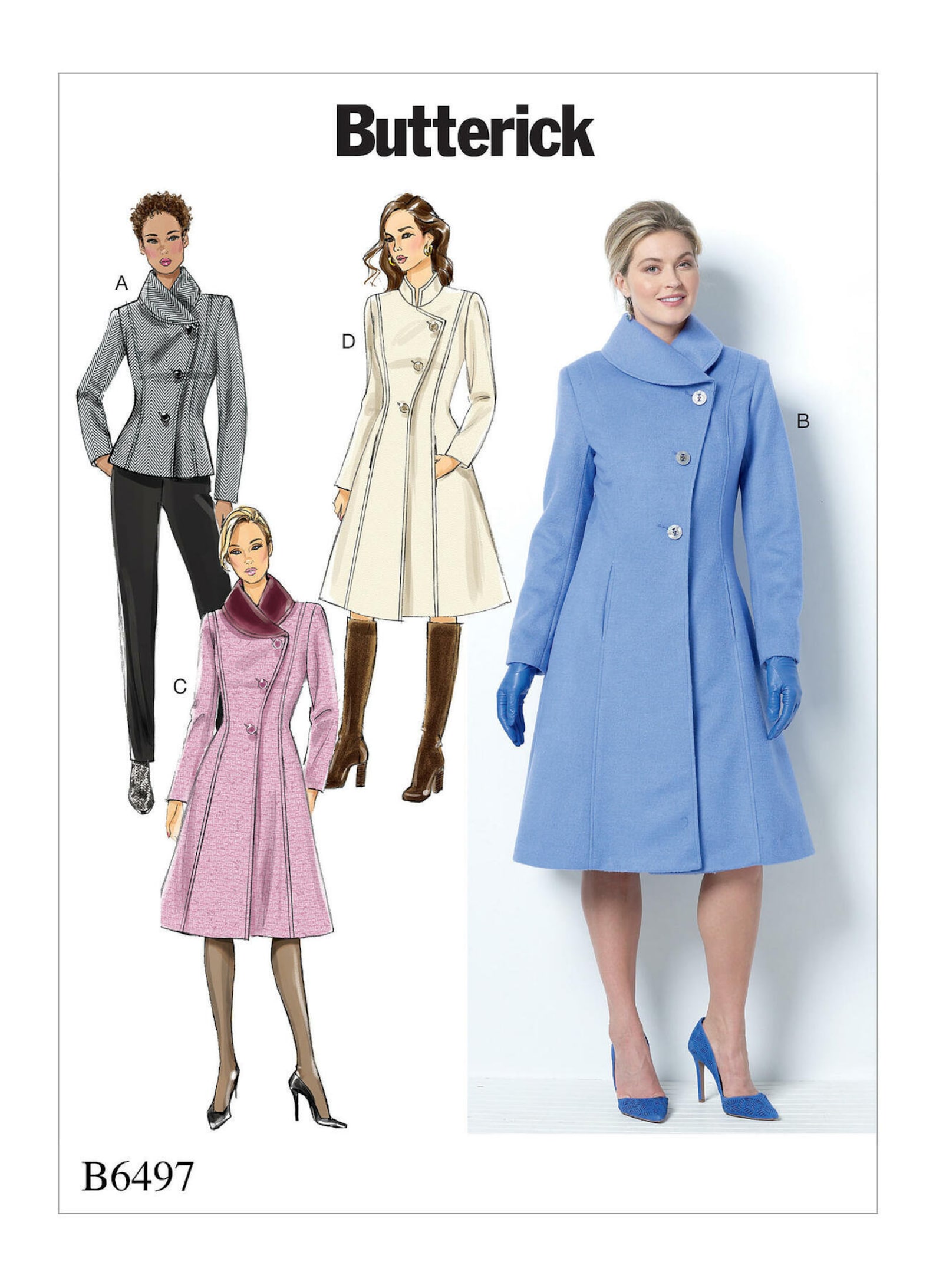 Sewing Pattern for Womens Fit and Flare Jacket, Lined Coat Pattern ...