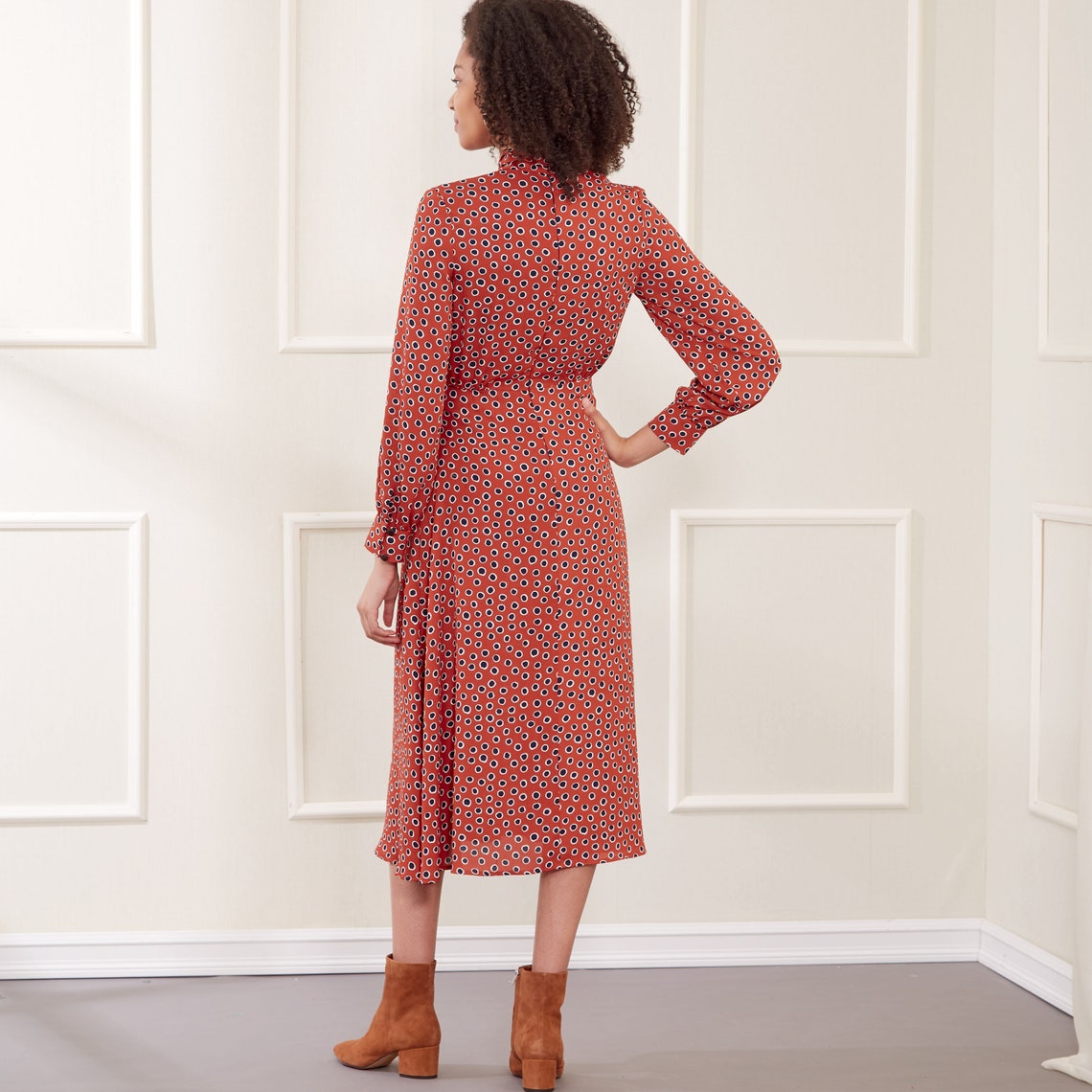 Sewing Pattern for Womens Dress, Long Sleeve Dress, Midi Dress, Winter ...
