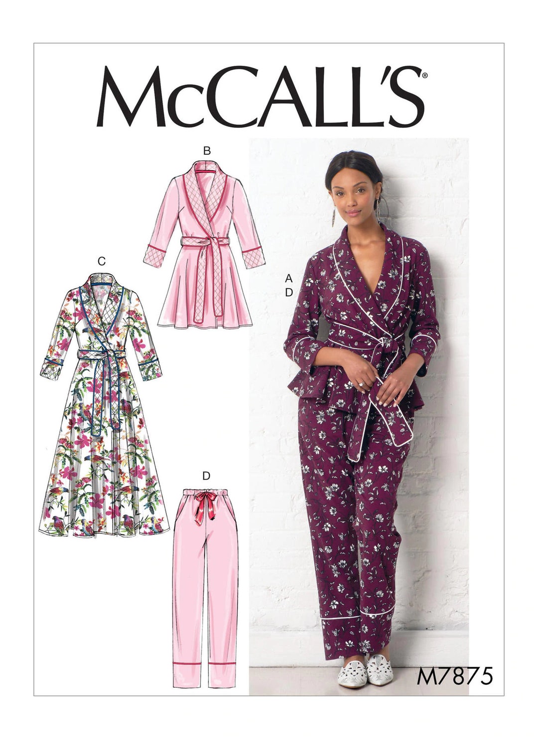 Sewing Pattern for Women's Pajama Bottoms and Robe, Womens Sleepwear ...