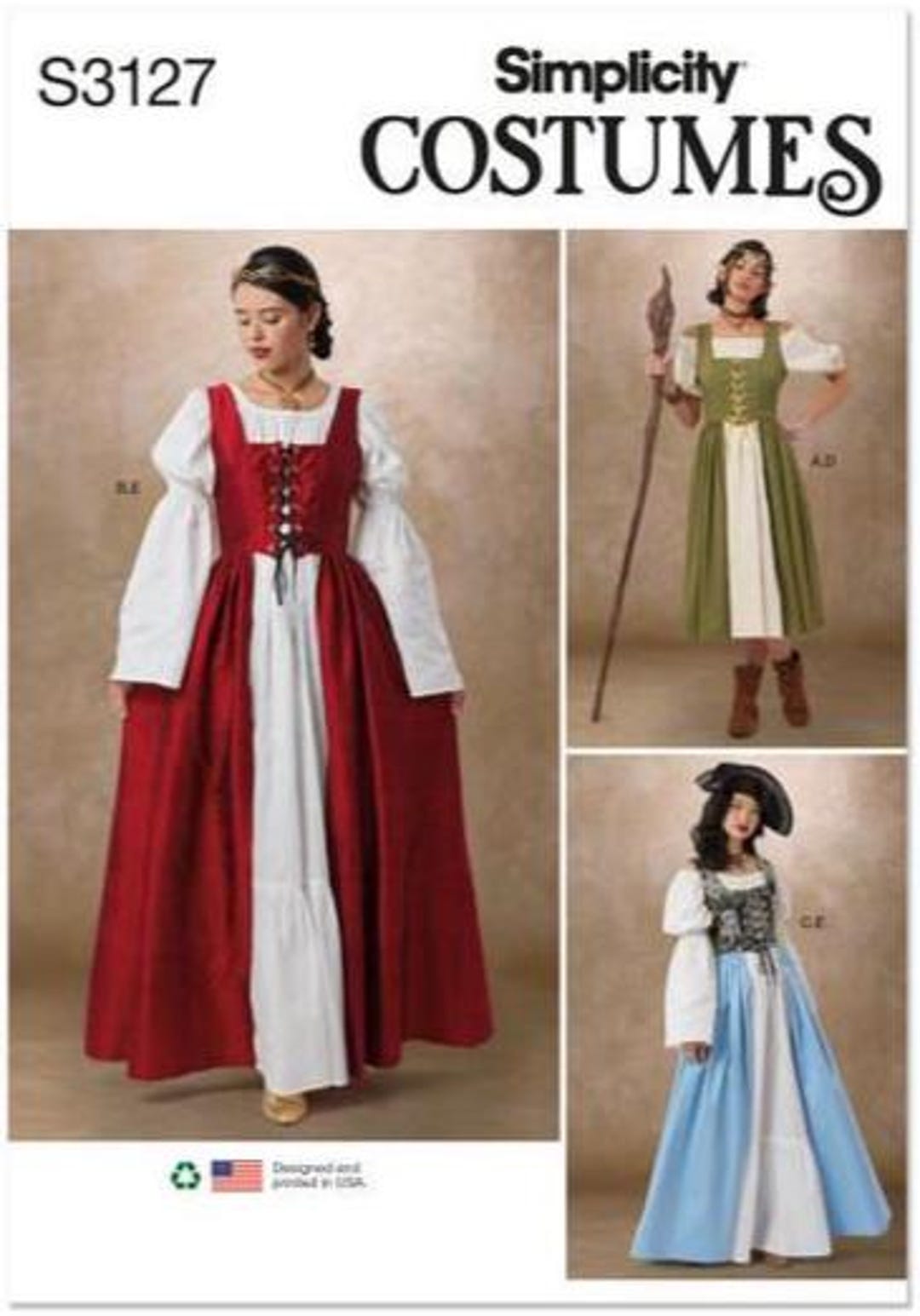 Sewing Pattern for Womens Costume Dress, Boned Dress, Renaissance ...
