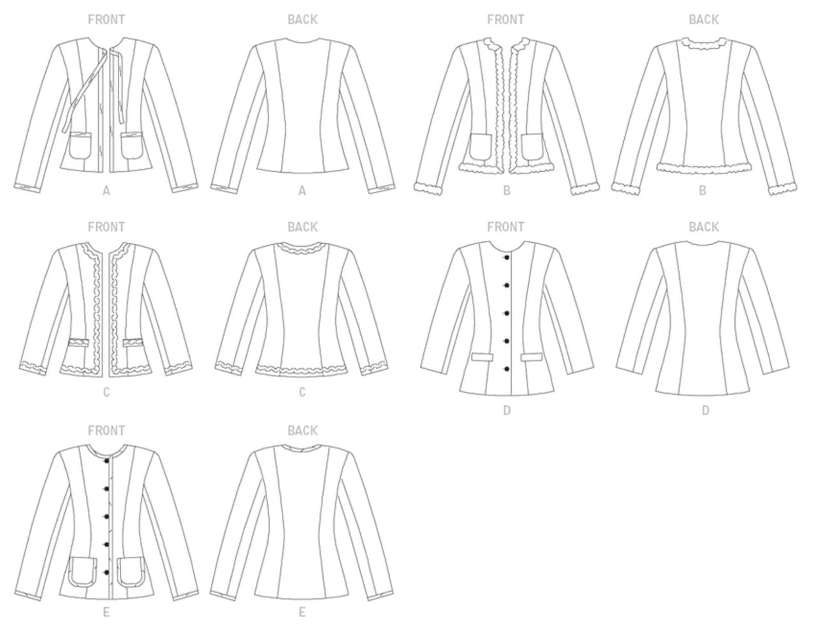 Easy Vogue Sewing Pattern for Womens Jackets, Button Front Jacket ...