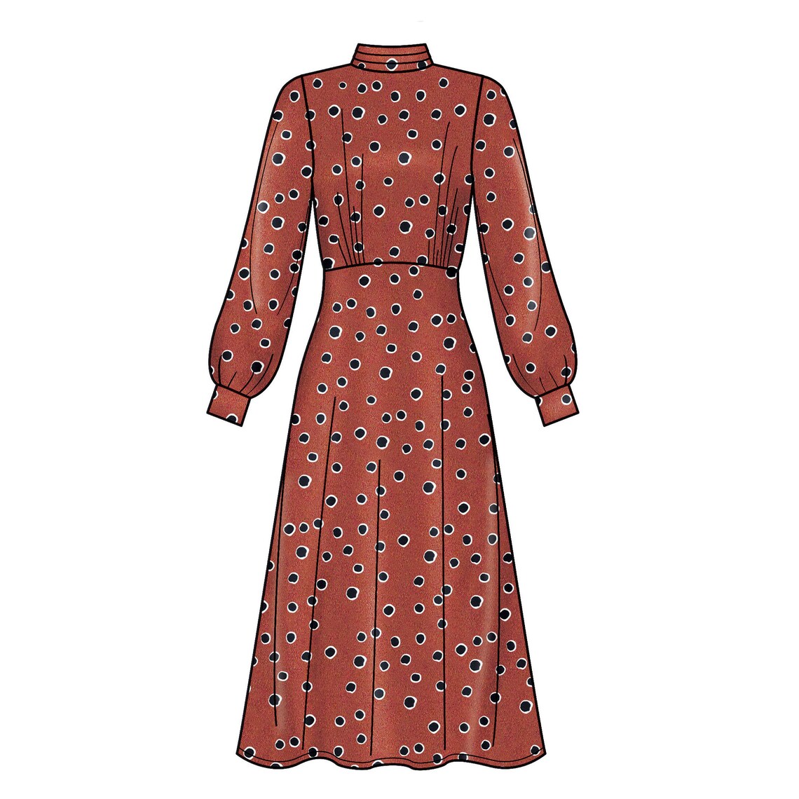 Sewing Pattern for Womens Dress, Long Sleeve Dress, Midi Dress, Winter ...