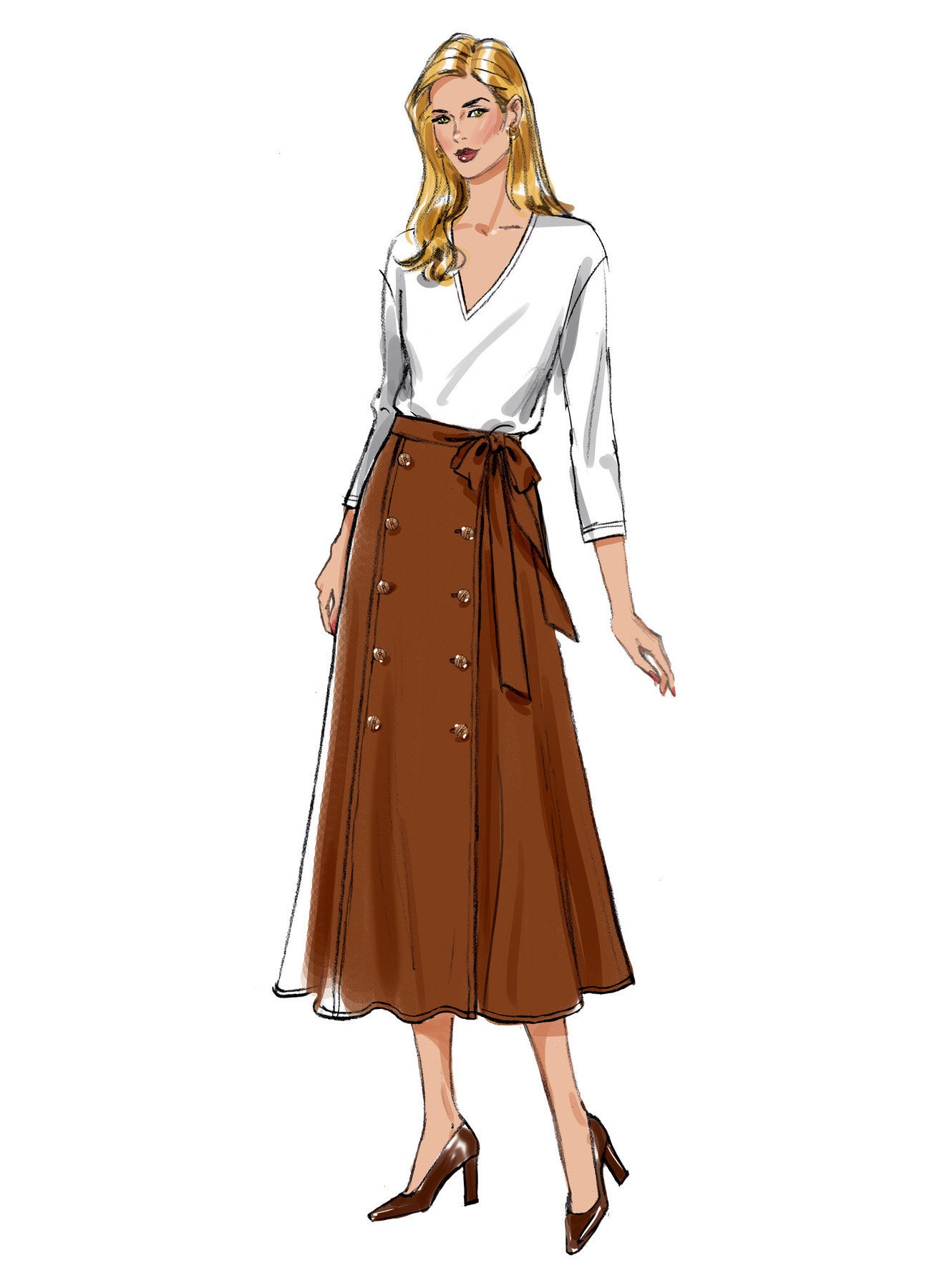 Easy Sewing Pattern for Women's Skirts, Princess Seam Skirt, Flared ...