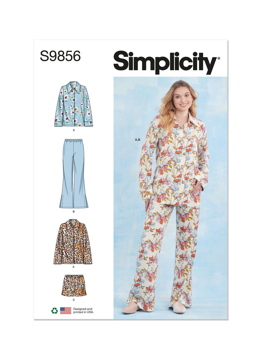 Easy Sewing Pattern for Women's Pajamas, Pajama Tops, Pajama Bottoms, Pajama Shorts, Button ...