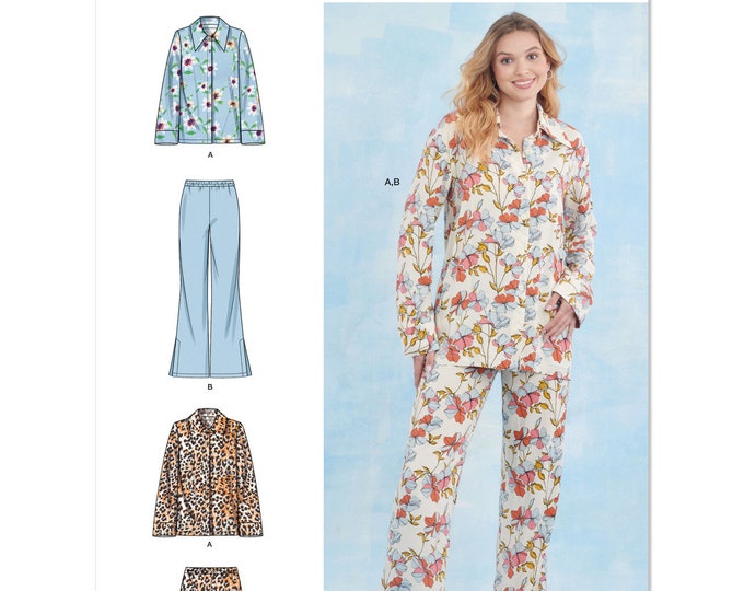 Easy Sewing Pattern for Women's Pajamas, Pajama Tops, Pajama Bottoms, Pajama Shorts, Button ...