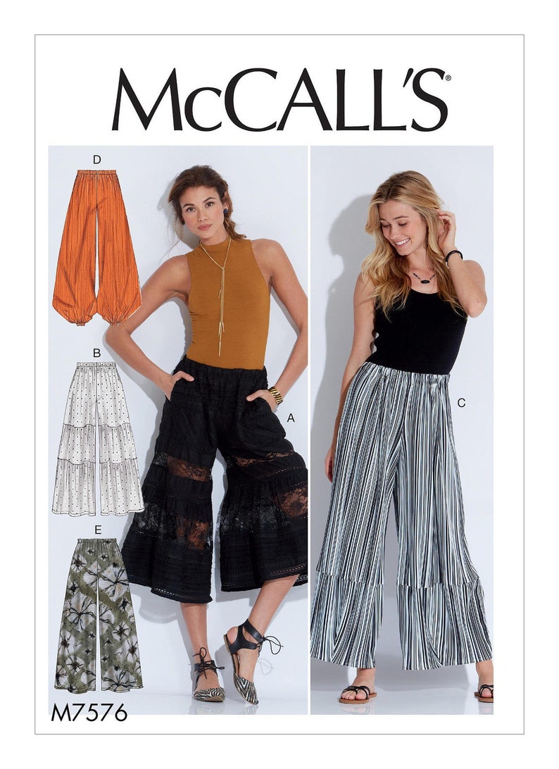 Easy Sewing Pattern for Womens Pants, Wide Leg Pants, Cropped Pants ...