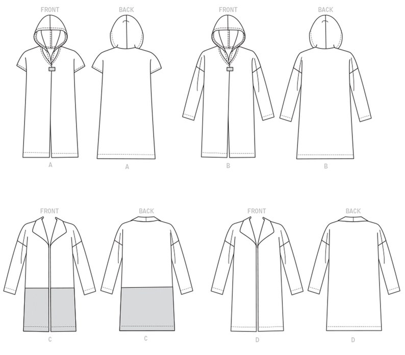 Easy Sewing Pattern for Women's Jacket, Long Coat Pattern, Shawl Collar ...