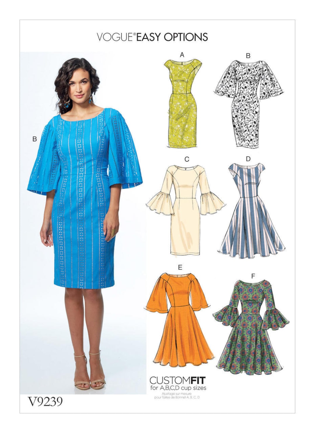 Vogue Sewing Pattern for Womens Dress, Summer Dress, Kimono Sleeve ...