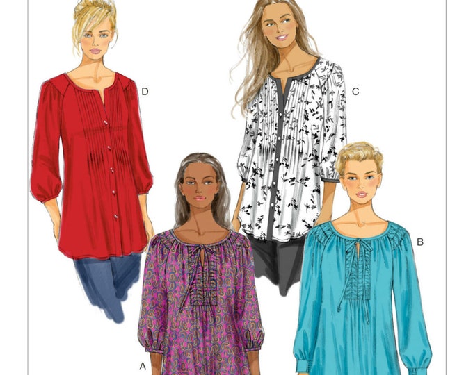 Sewing Pattern for Women's Tops, Shirred Tunic, Pullover Tops, Loose ...