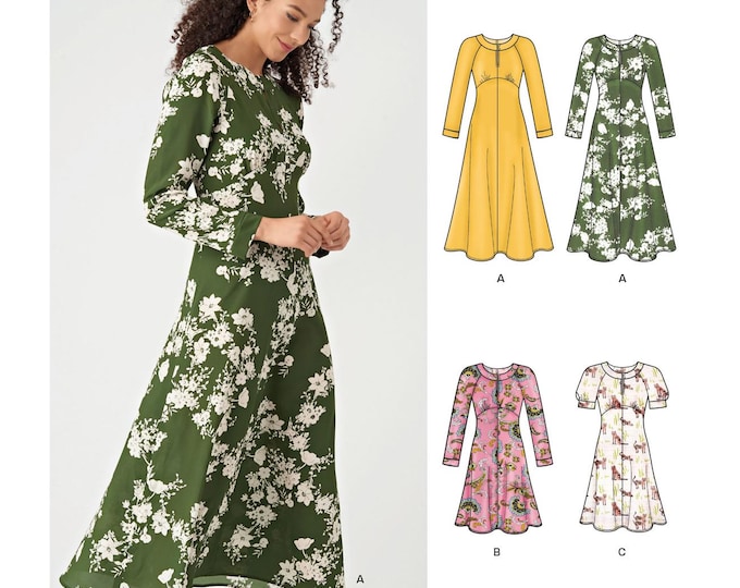 Sewing Pattern for Womens Dress, Puff Sleeve Dress, Summer Dress, Long ...