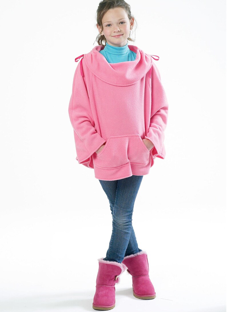 Sewing Pattern for Girls Ponchos, Child's Coat Pattern, Hooded Poncho ...
