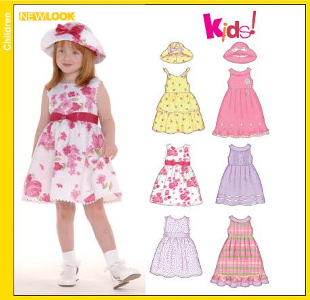 Sewing Pattern for Girls Dress and Hat, Summer Dress, Sleeveless Dress ...