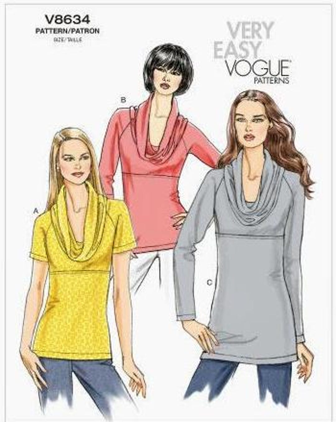 Easy Vogue Sewing Pattern for Womens Tops, Knit Tops, Pullover Tops ...