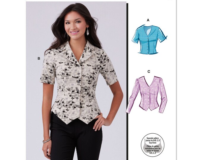 Sewing Pattern for Women's Tops, Button Front Tops, Collared Shirt ...