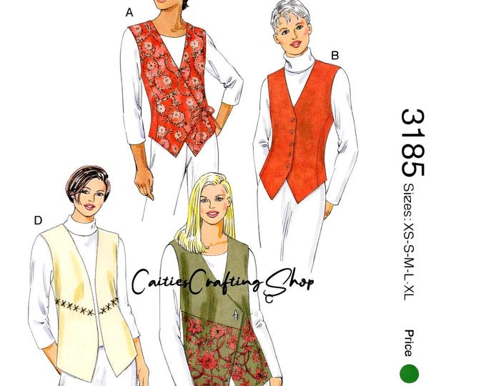 Sewing Pattern for Womens Vests, Button Front Vest, Fitted Vest, Womens ...