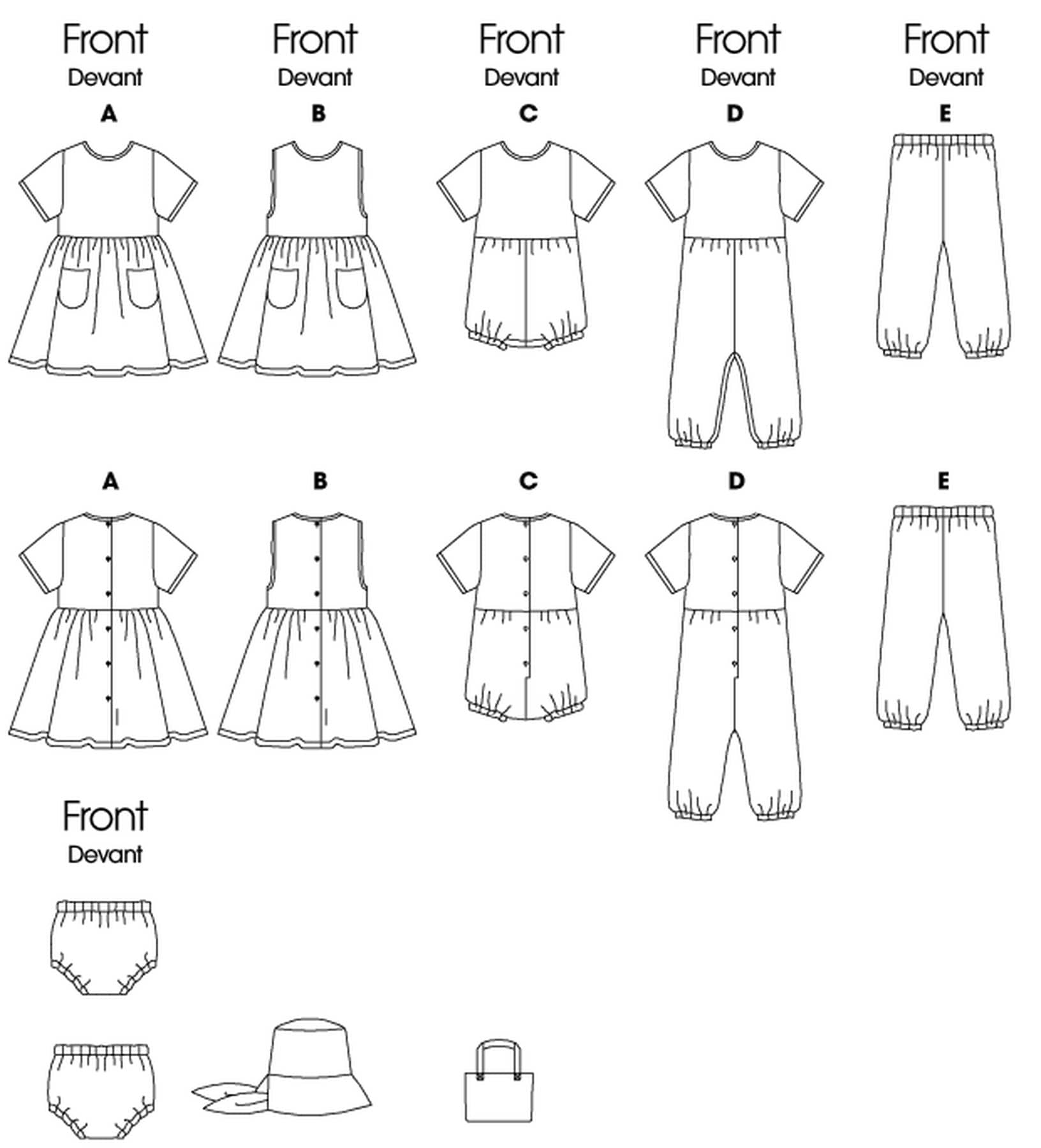 Sewing Pattern for Baby Dress, Jumper. Romper, and Hat, Newborn ...