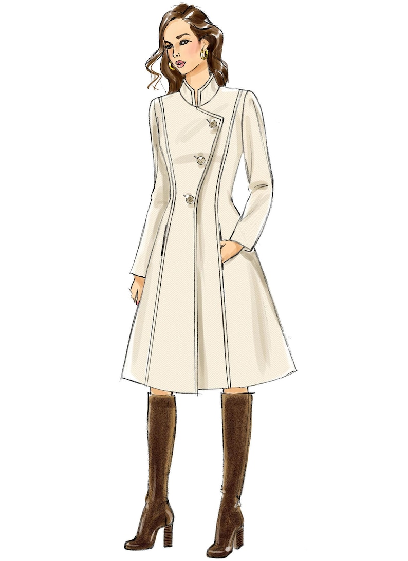 Sewing Pattern for Womens Fit and Flare Jacket, Lined Coat Pattern ...