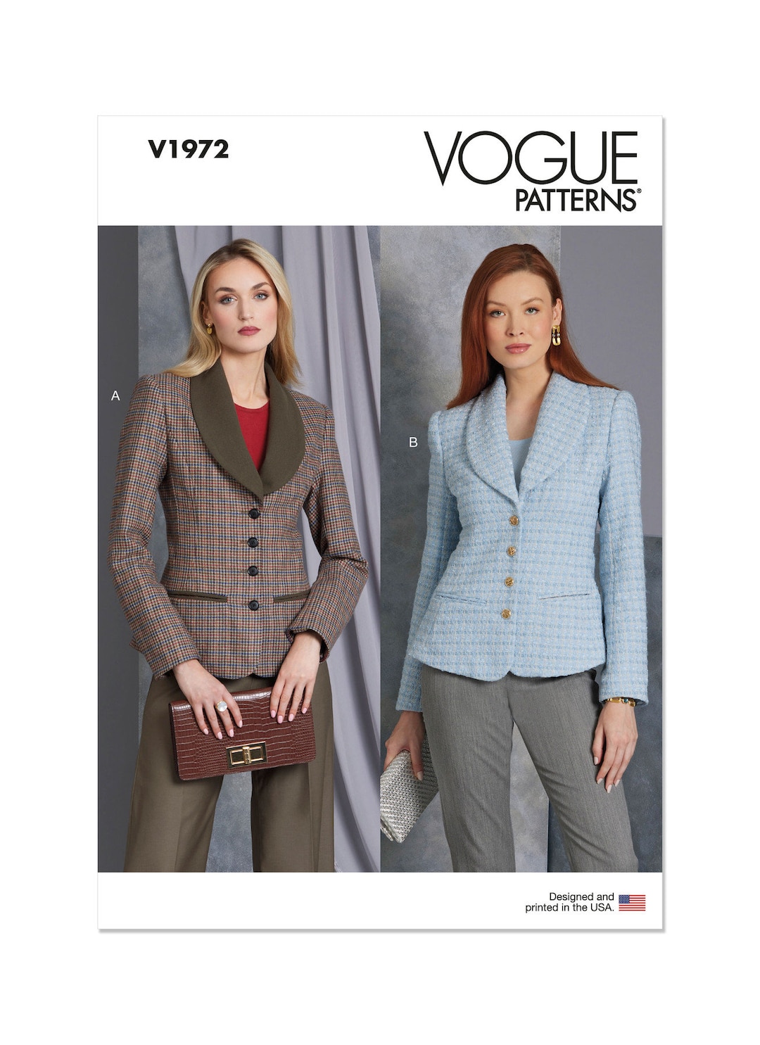 Vogue Sewing Pattern for Womens Jacket, Blazer Jacket, Button Front ...