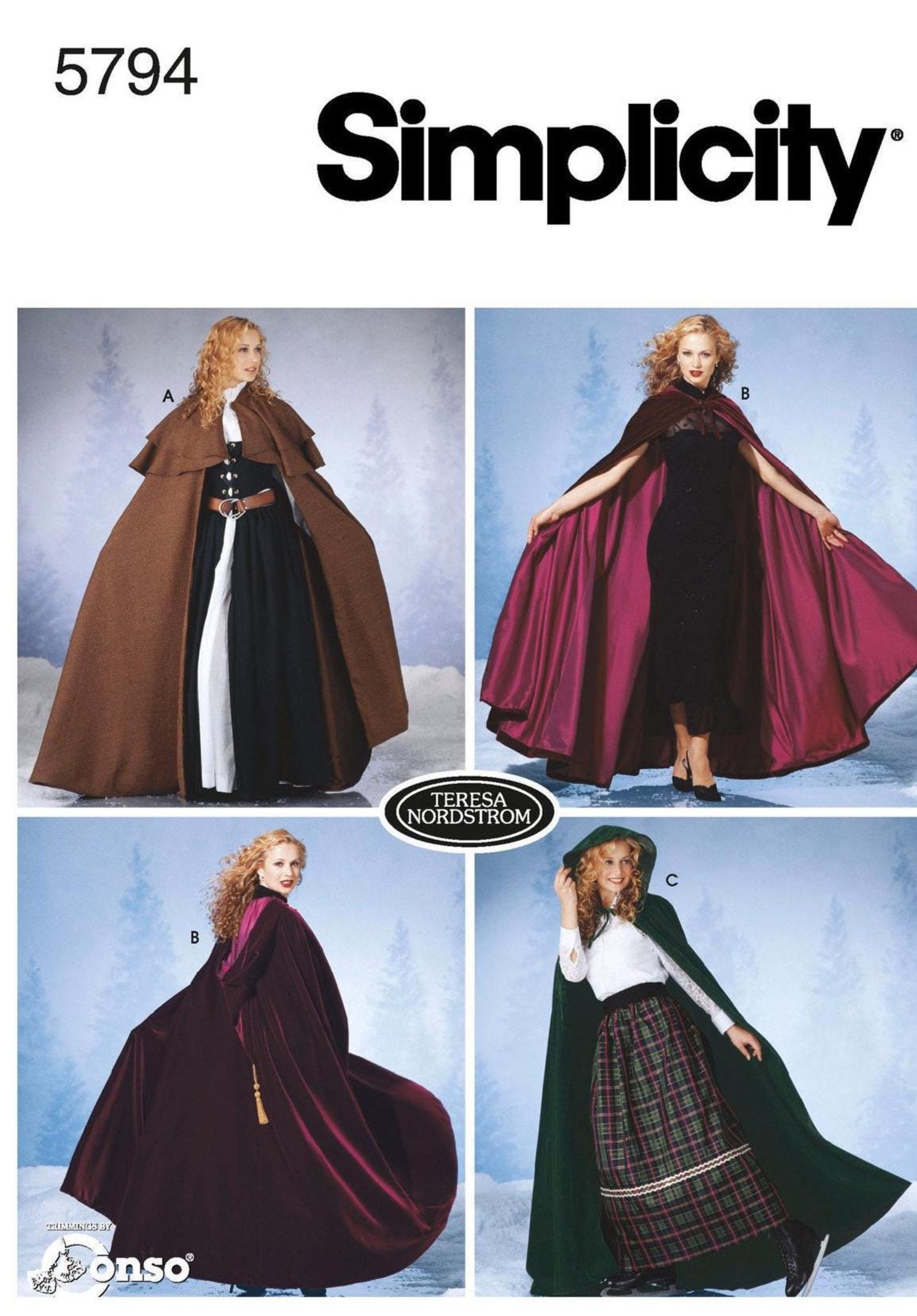 Sewing Pattern for Womens Cape, Costume Cape, Hooded Cape, Floor Length ...