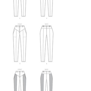 Sewing Pattern for Womens Pants, High Waisted Jeans Pattern, Cropped ...