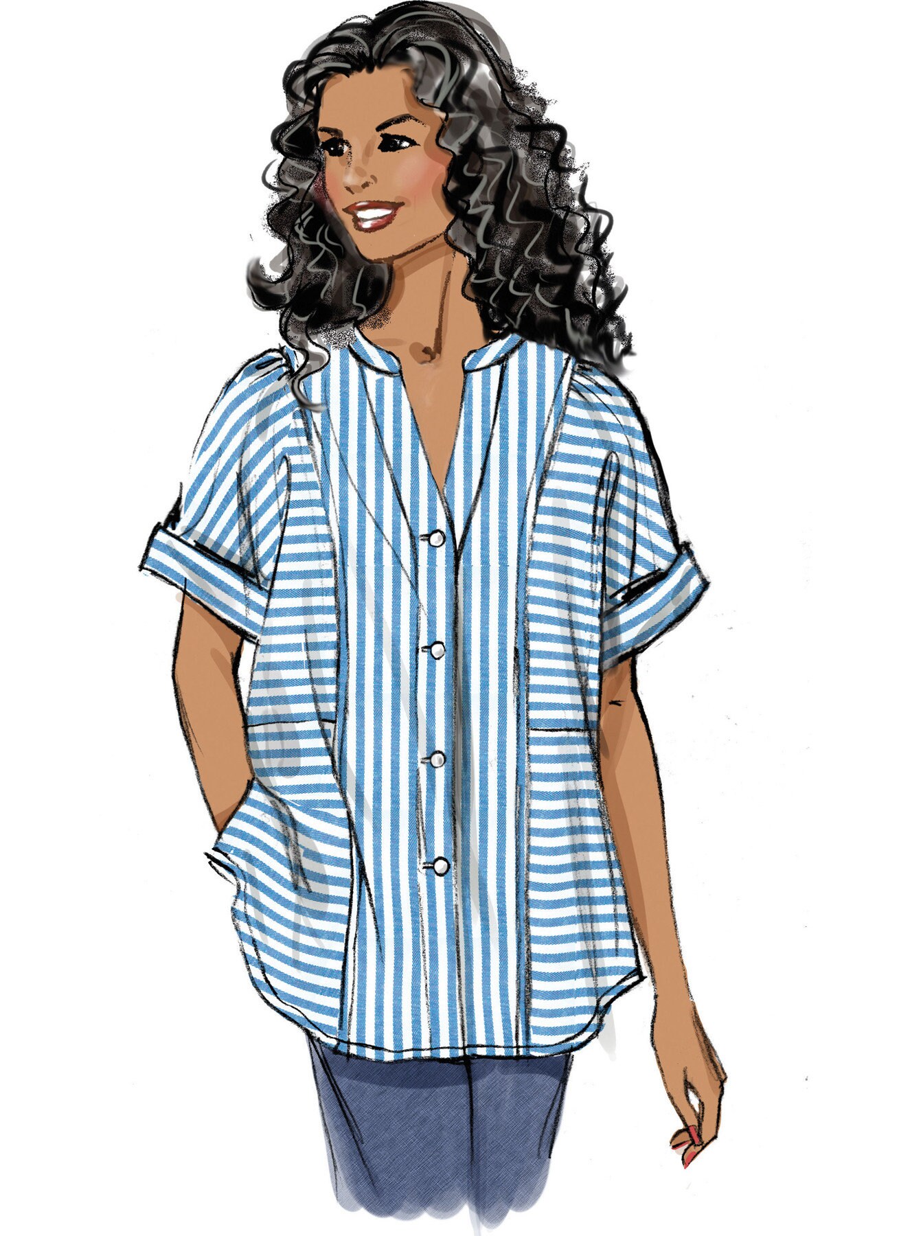Sewing Pattern for Women's Tops, Button Front Tops, Collared Shirt ...