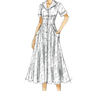 Vogue Sewing Pattern for Womens Dress, Shirt Dress Pattern, Button ...