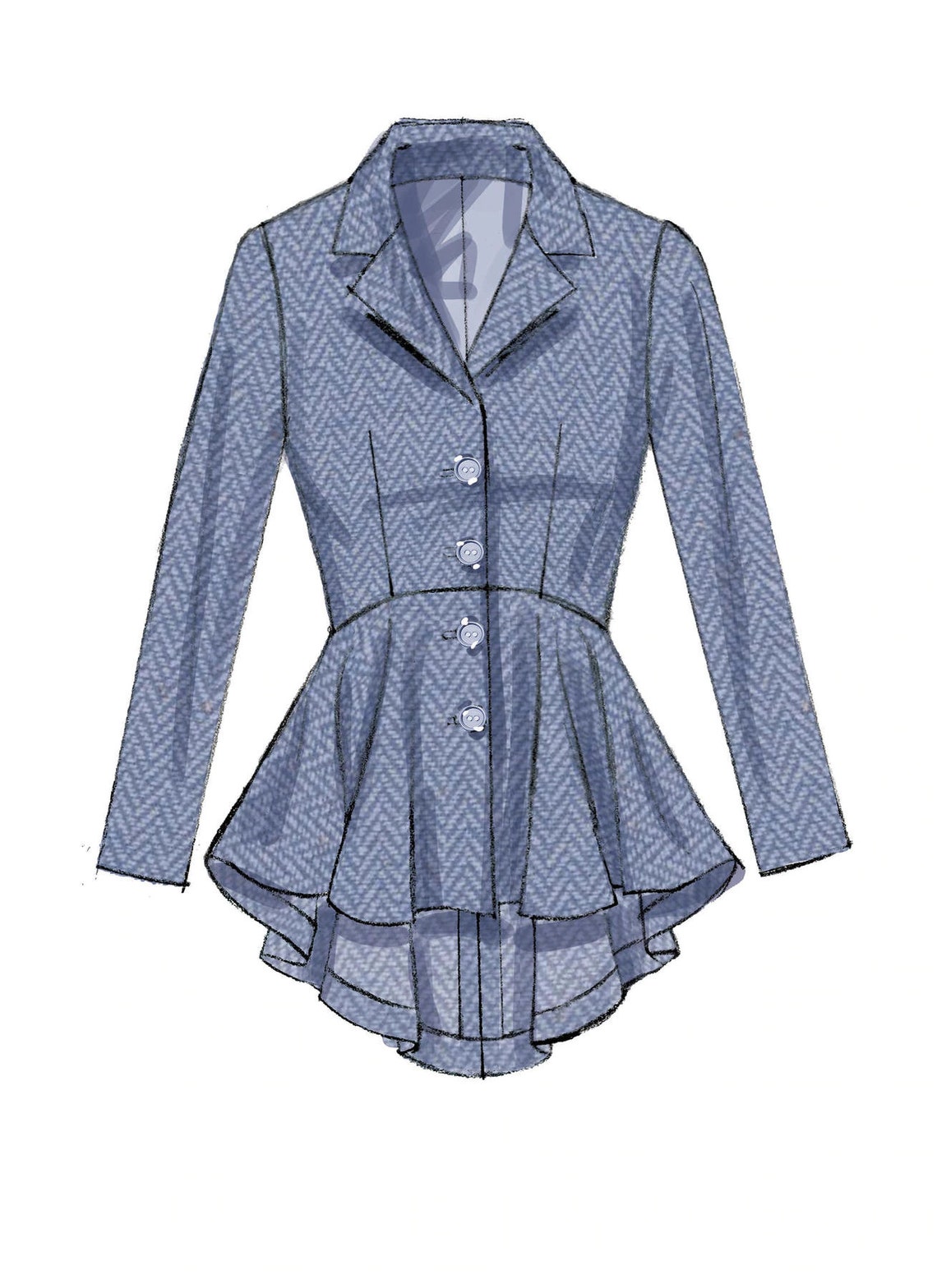 Sewing Pattern for Women's Peplum Jacket Button Front - Etsy