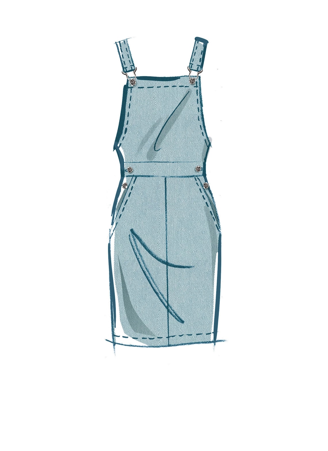 Sewing Pattern for Womens Dress, Womens Overalls, Denim Jumper, Overall ...