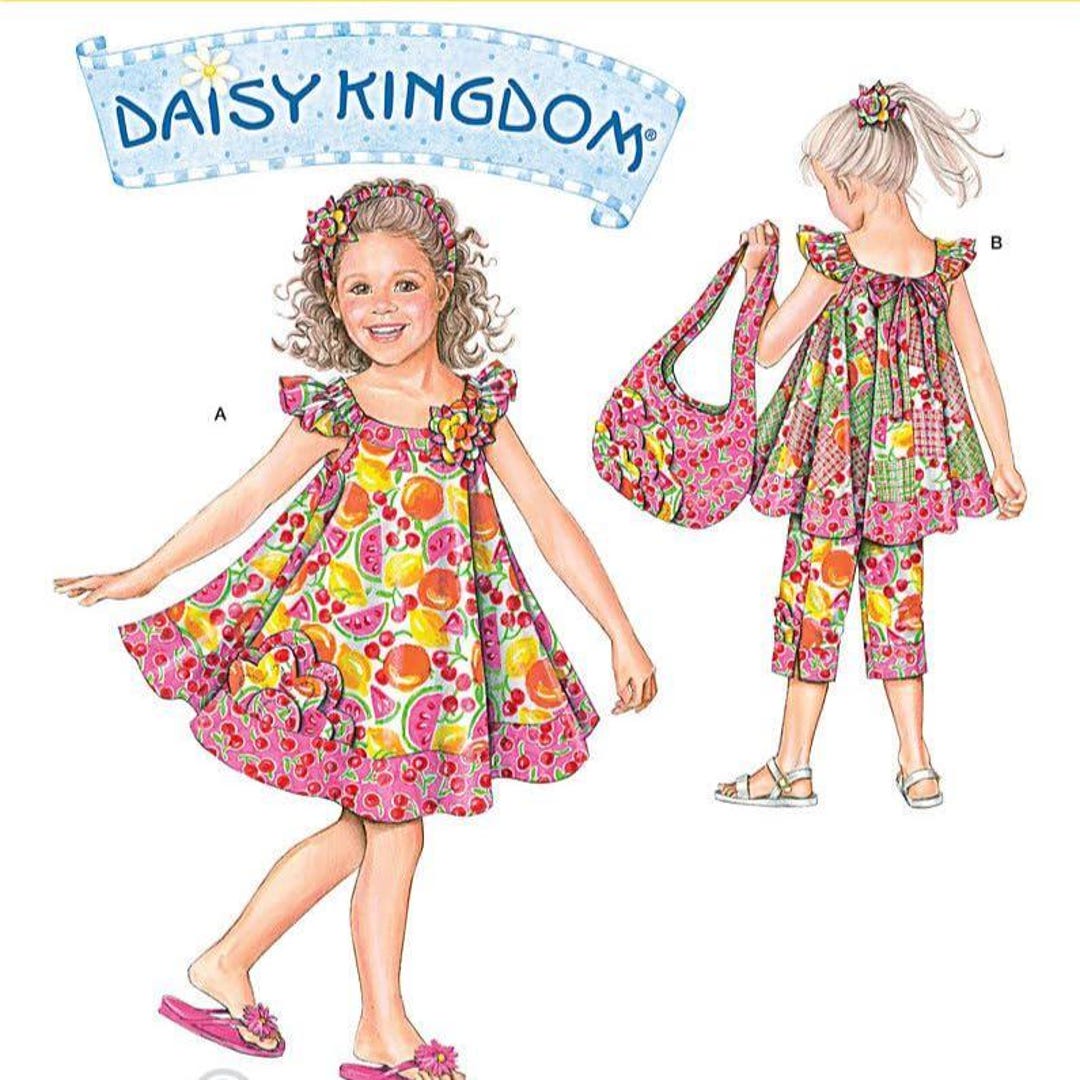 Sewing Pattern for Girls Dress, Top, and Pants, Girls Summer Dress ...