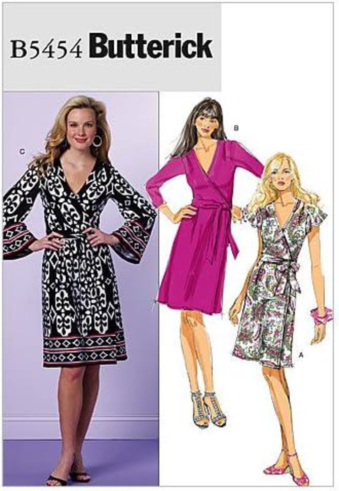 Easy Sewing Pattern for Women's Dress, Knit Dress, Wrap Dress Pattern ...