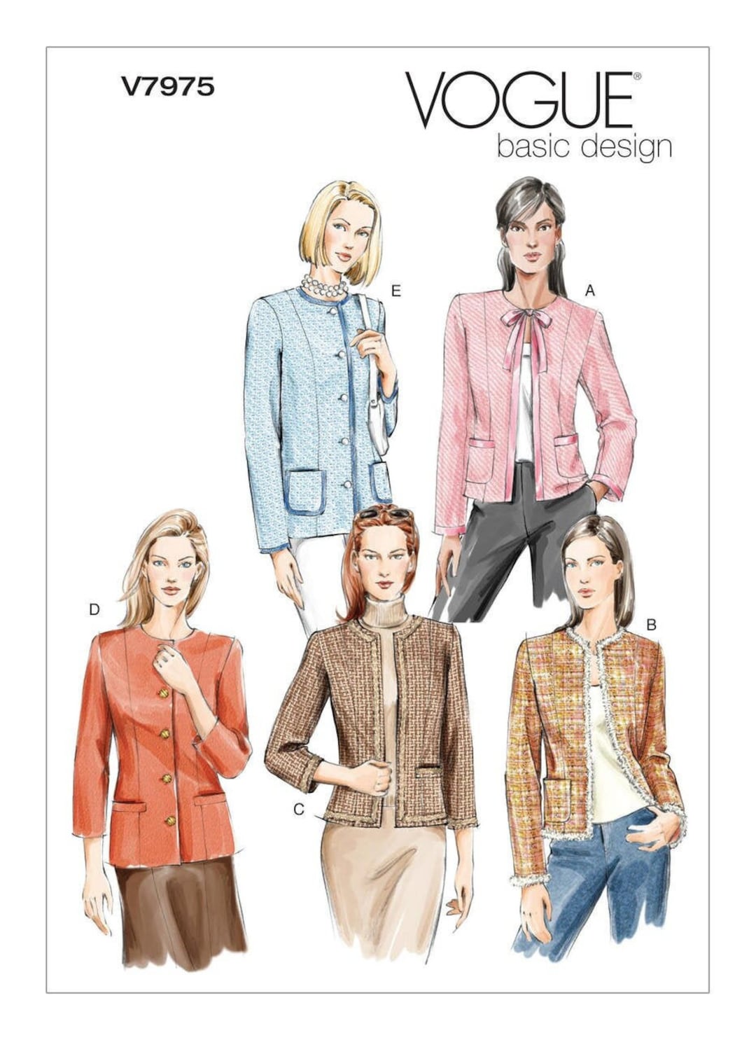 Easy Vogue Sewing Pattern for Womens Jackets, Button Front Jacket ...