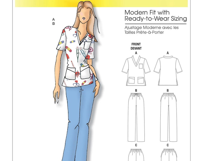 Sewing Pattern for Nurses Scrubs, Unisex Medical Uniform, Scrub Top and ...