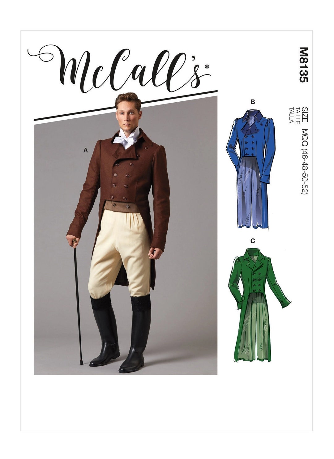 Sewing Pattern for Mens Costume Jacket, Historical Jacket, 1800s Jacket ...