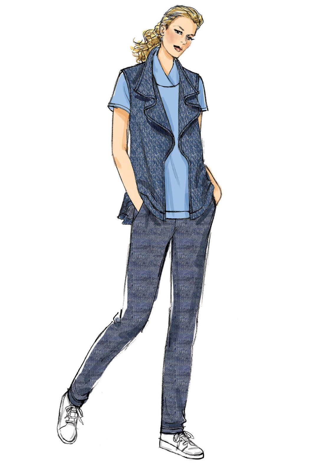 Easy Sewing Pattern for Women's Vest, Top, Dress, and Pants, Knit Dress ...