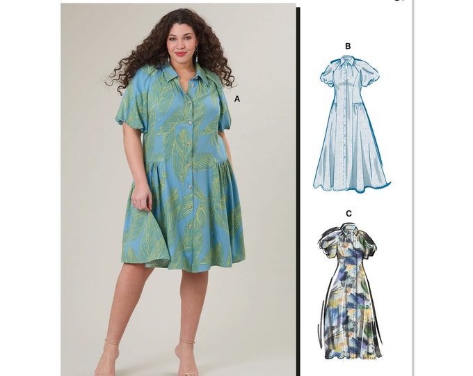 Sewing Pattern for Women's Dress, Shirt Dress, Summer Dress, Button Front Dress, Midi Dress ...