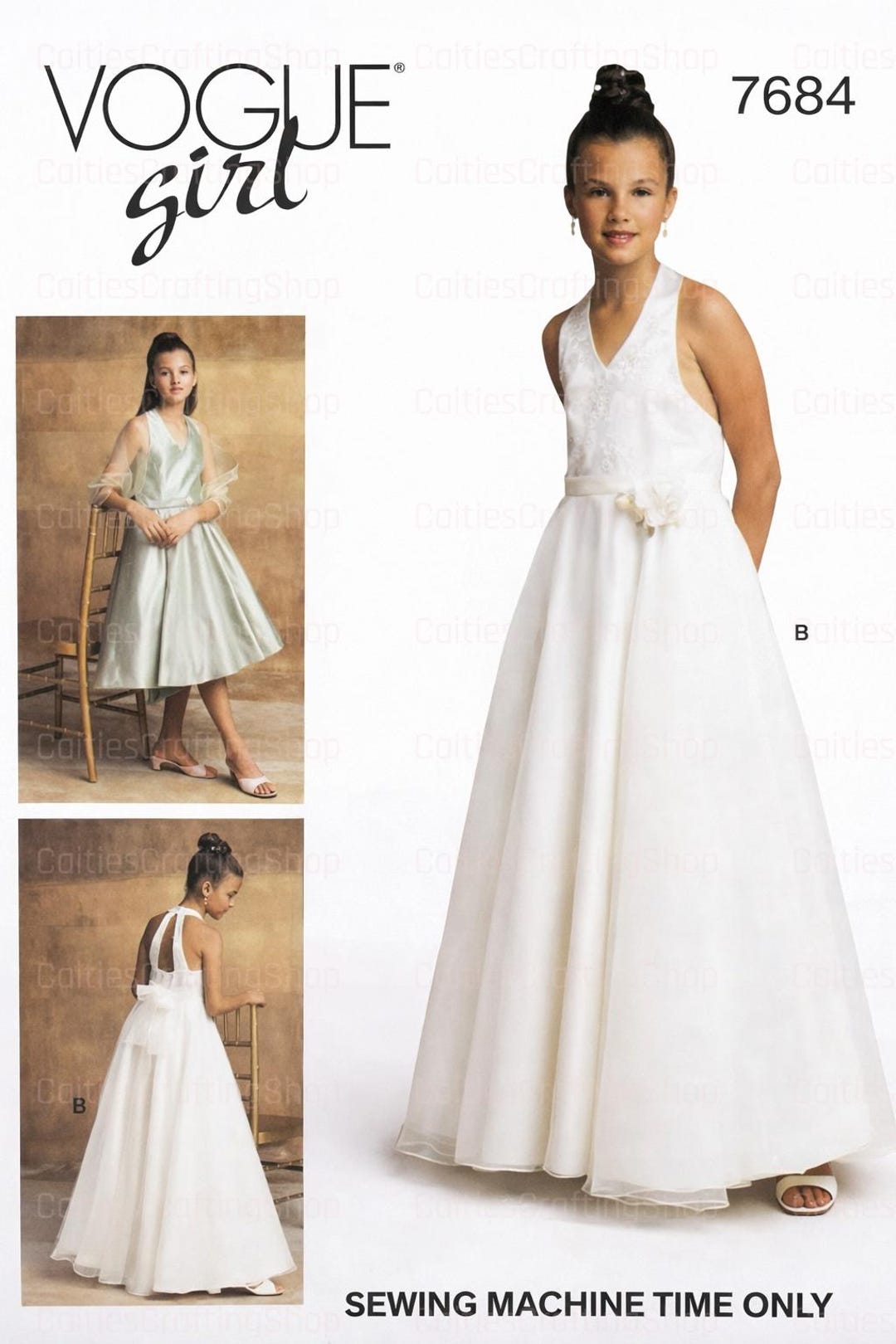 Sewing Pattern for Girls Formal Dress and Sash, Flower Girl Dress ...