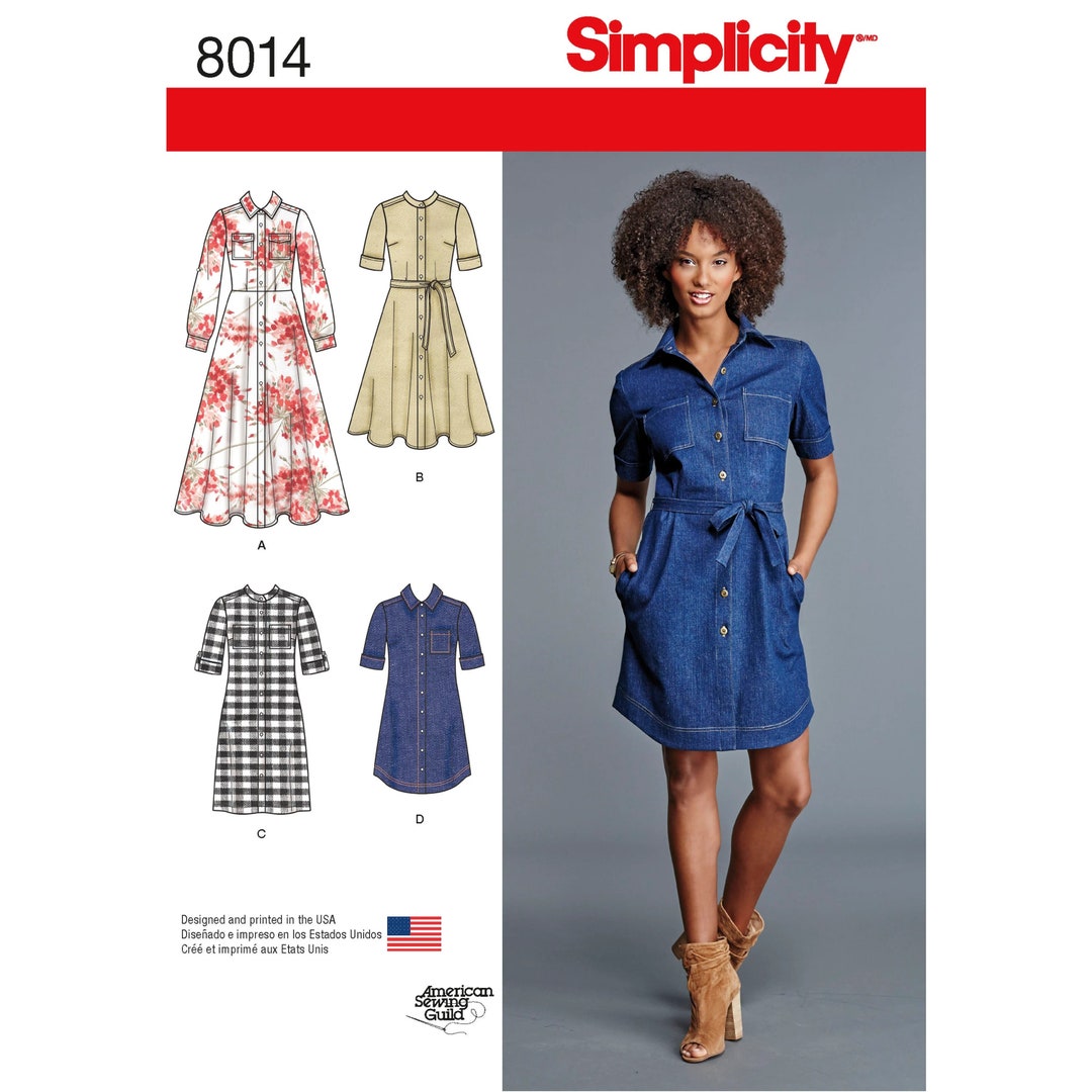 Sewing Pattern for Women's Dress, Shirt Dress Pattern, Button Front ...