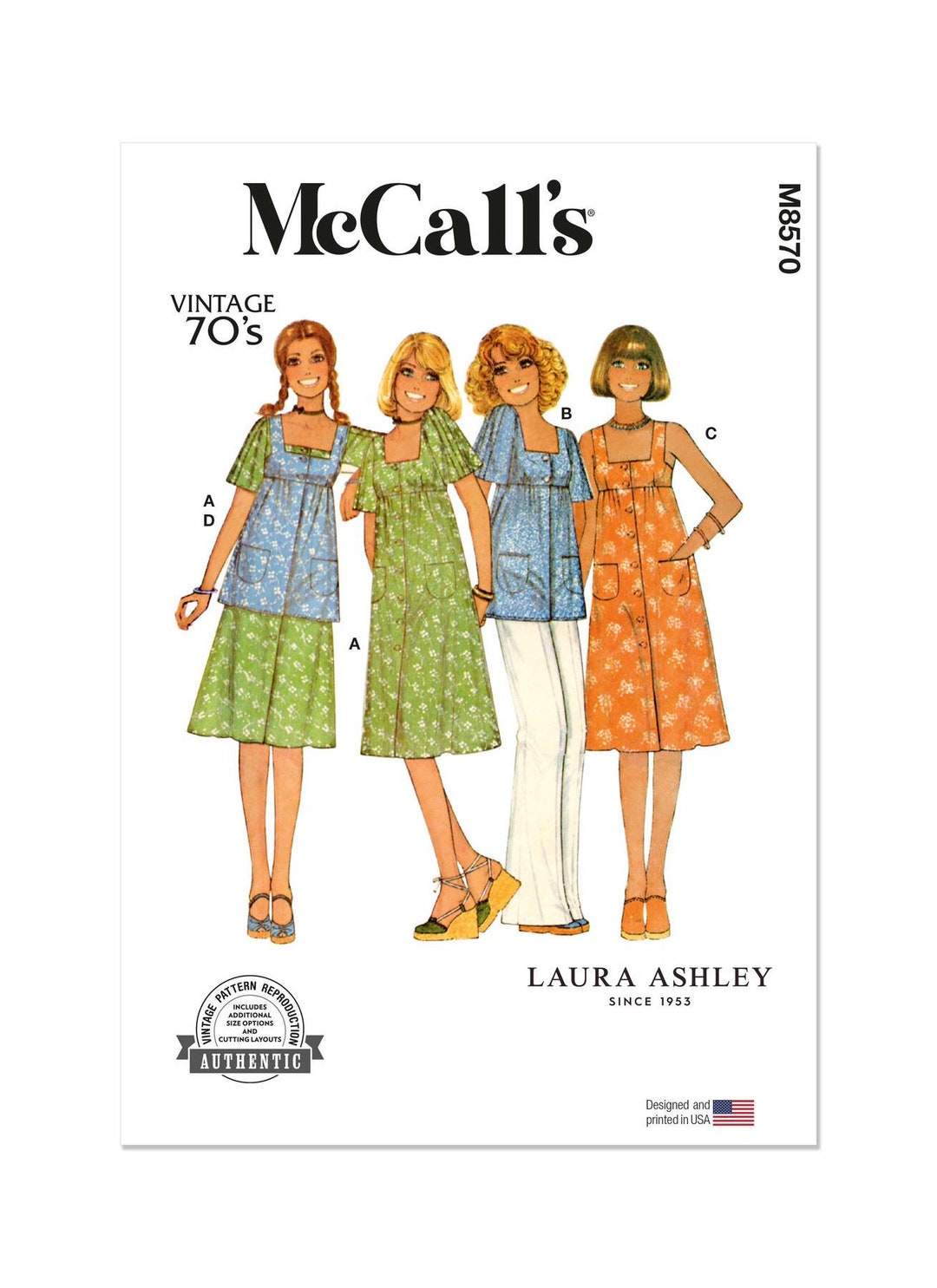 Sewing Pattern for Women's Dress, Jumper, and Tops, Pullover Dress, 70s ...
